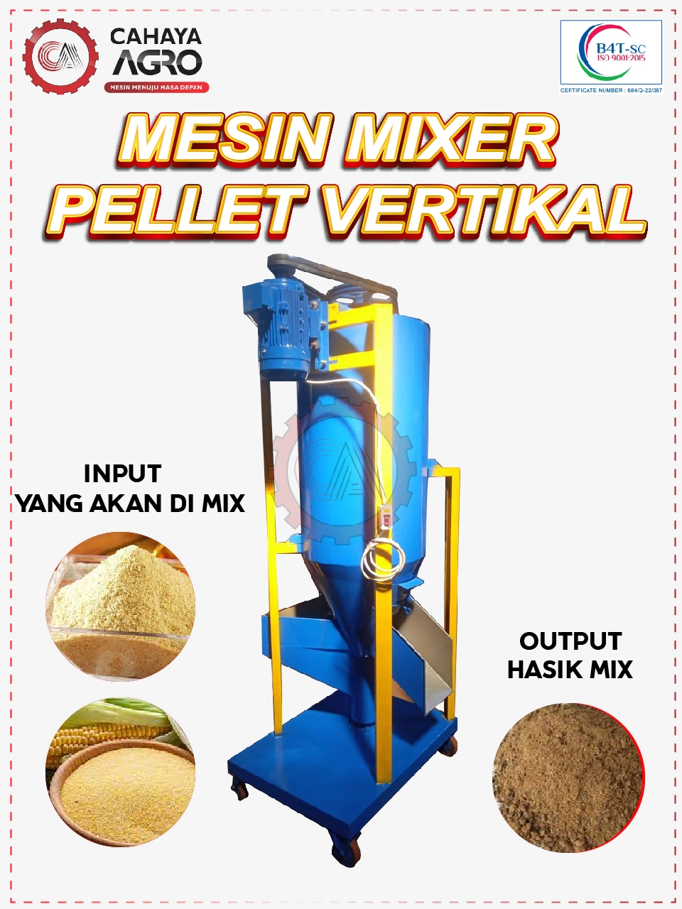 MESIN MIXER PELET VERTIKAL 500-1000kg/jam CA-PP-MPV-500 | Cahaya Agro